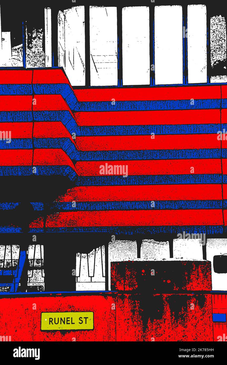 Birmingham city centre in bright vivid colours, a series of digital art ...