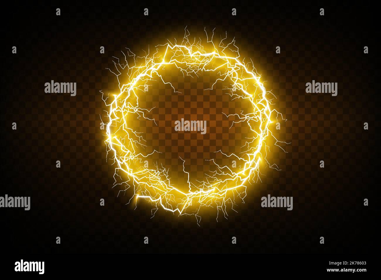 Ball lightning on a transparent background. Vector illustration ...
