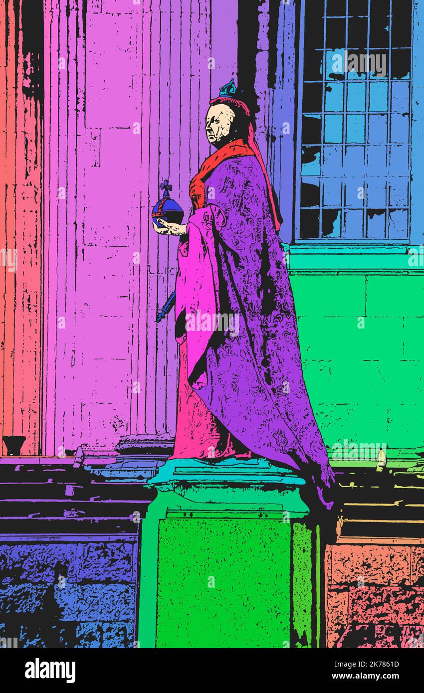 Birmingham city centre in bright vivid colours, a series of digital art ...