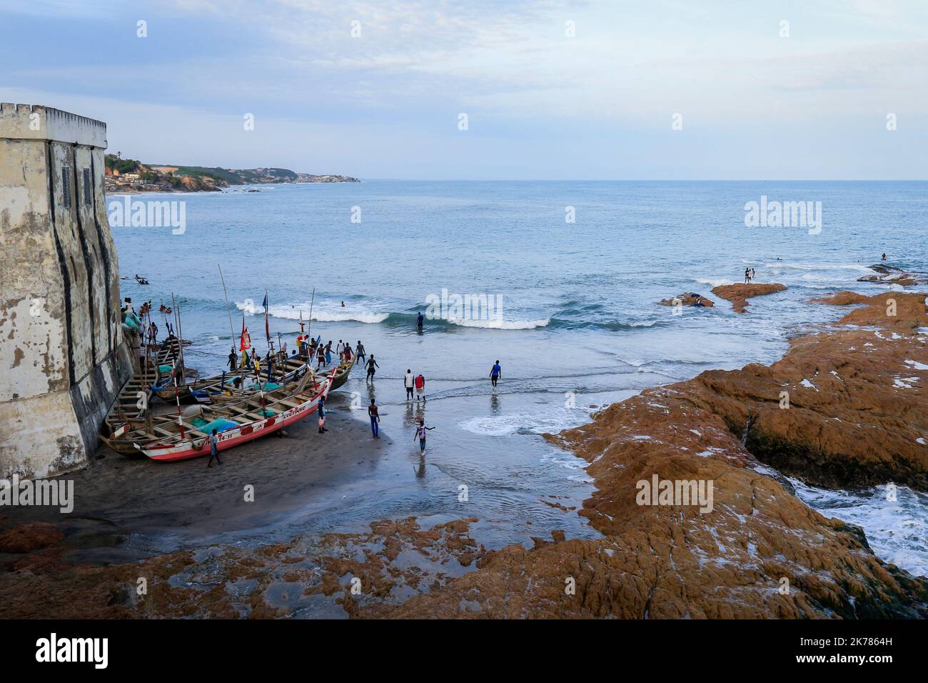 Powerful Waves of the Atlantic Ocean on the Ghana Cape Coast coastline ...