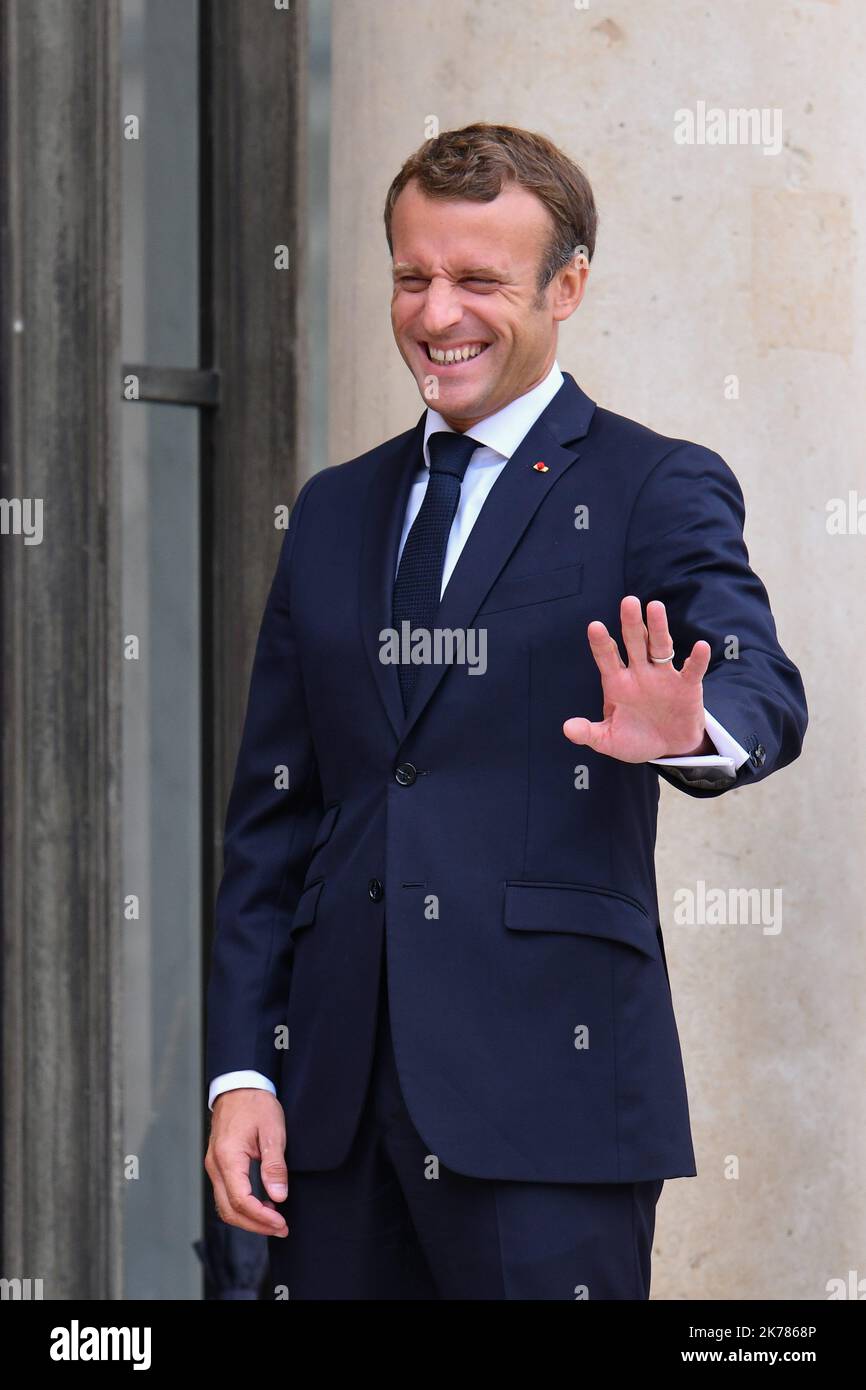 President Emmanuel Macron receives the President of the Central African ...