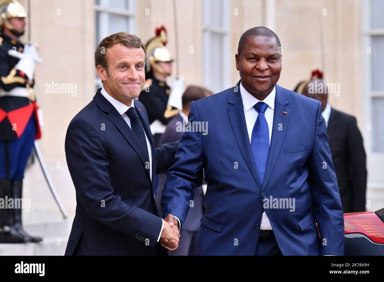 President Emmanuel Macron receives the President of the Central African ...