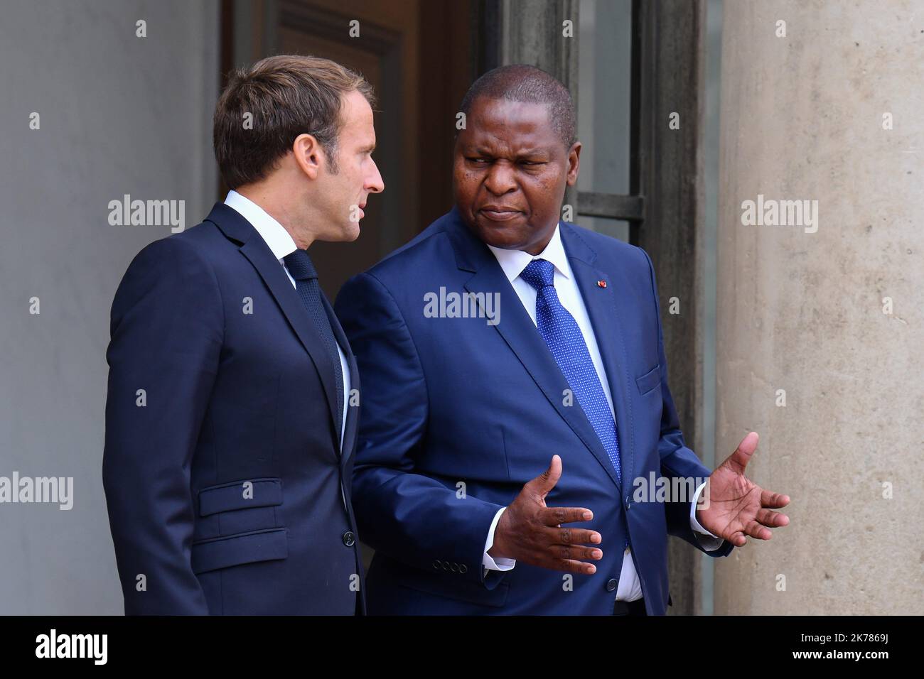 President Emmanuel Macron receives the President of the Central African ...