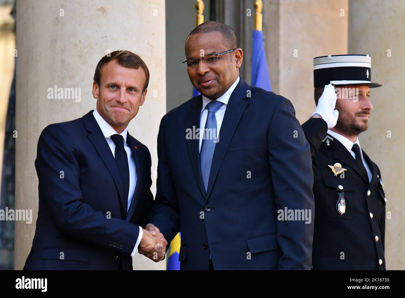 Emmanuel Macron and the Prime Minister of Mali, Boubou Cisse at the ...