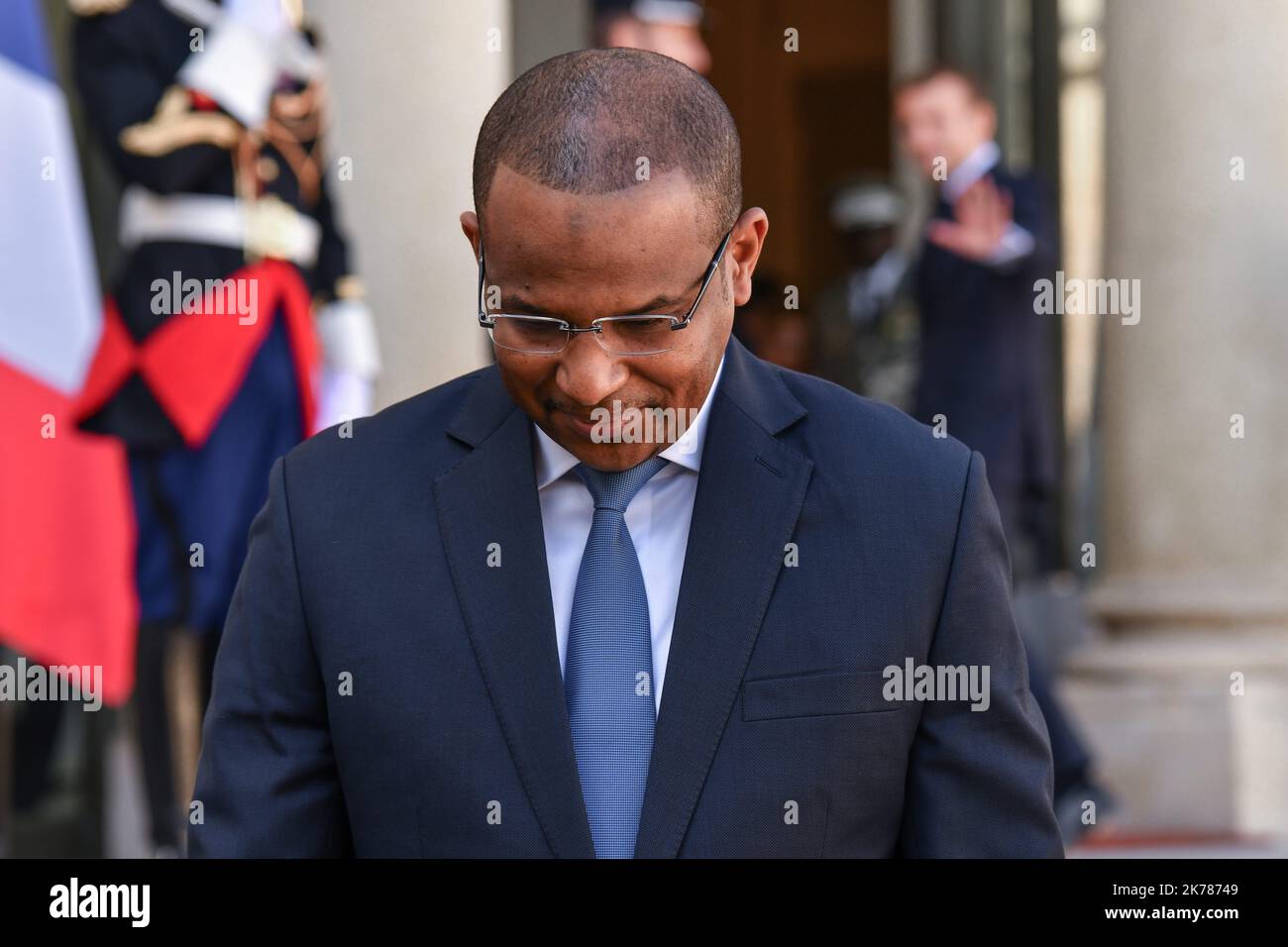 Emmanuel Macron and the Prime Minister of Mali, Boubou Cisse at the ...