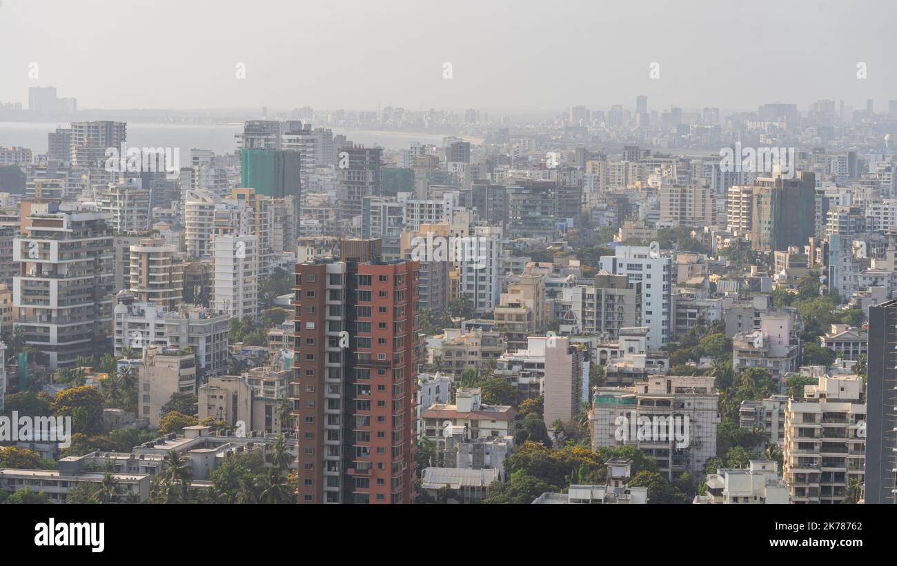 A beautiful high-angle shot of tall buildings of Bandra West in India ...