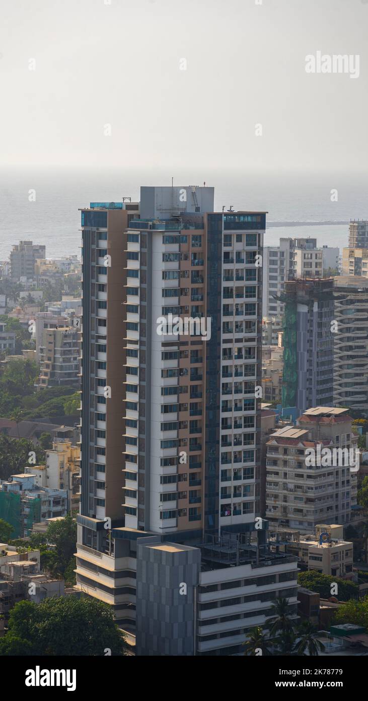 A beautiful high-angle shot of tall buildings of Bandra West in India ...