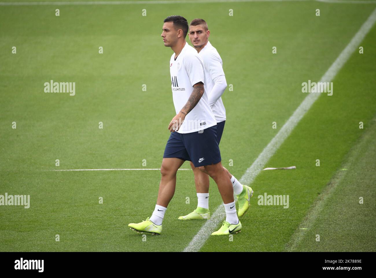 LEANDRO PAREDES ET MARCO VERRATTI 17/09/2019 soccer / Paris at training ...