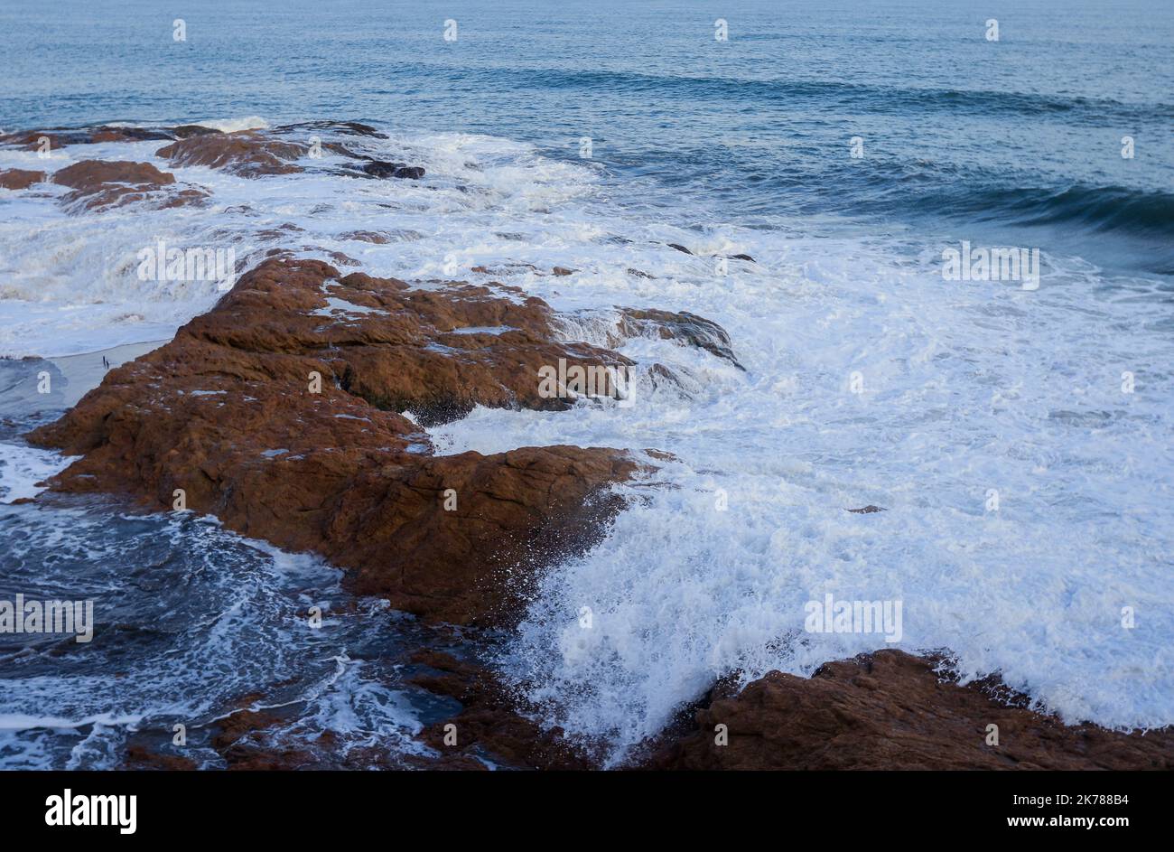 Powerful Waves of the Atlantic Ocean on the Ghana Cape Coast coastline ...