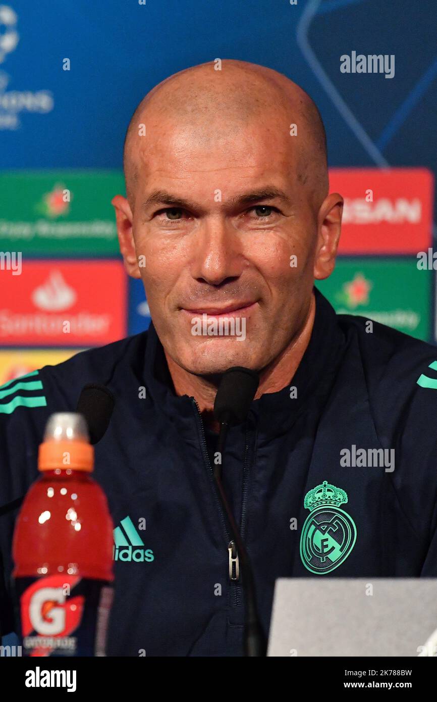 Real Madrid manager Zinedine Zidane in a press conference at the Parc ...