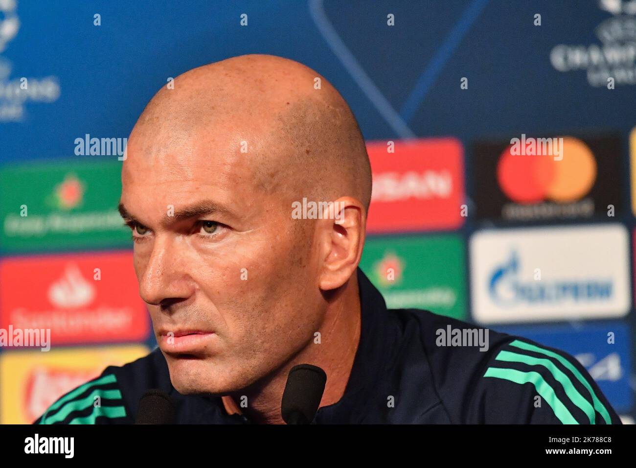 Real Madrid manager Zinedine Zidane in a press conference at the Parc ...