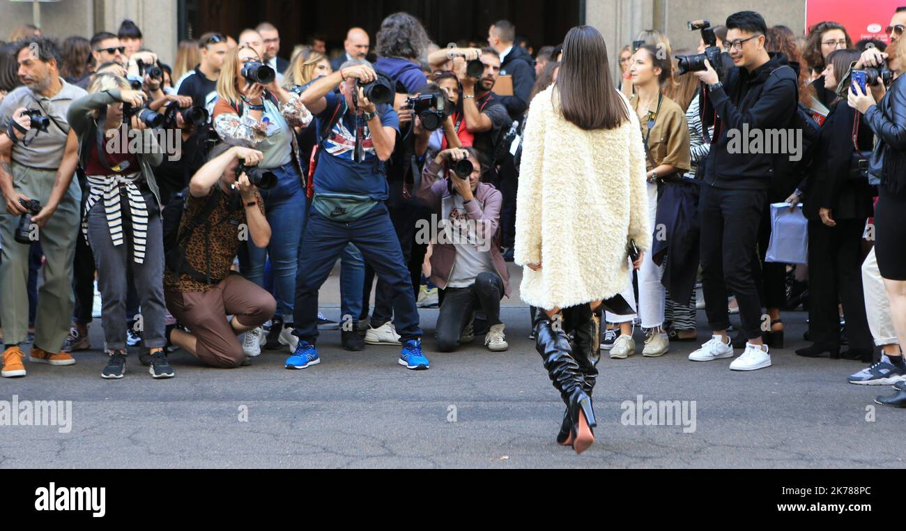 Karina Nigay arriving for the Tods catwalk show during Milan Fashion Week 2019 Stock Photo - Alamy