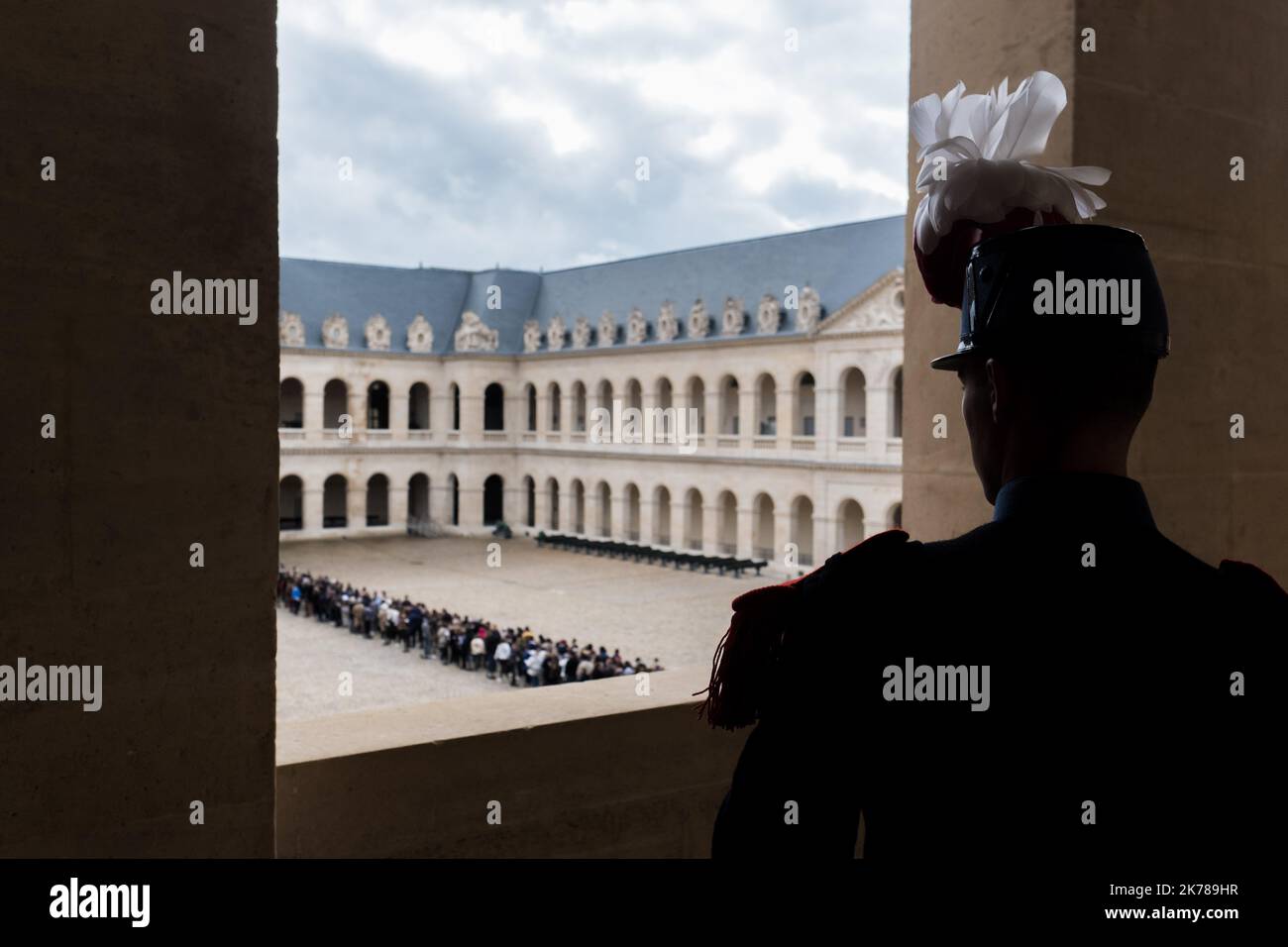People queue at the entrance of Saint-Louis-des-Invalides Cathedral ...