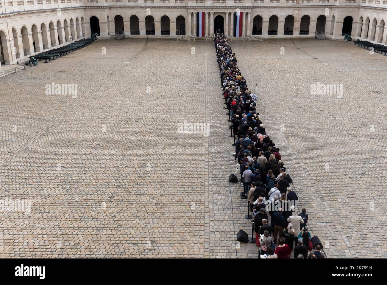 People queue at the entrance of Saint-Louis-des-Invalides Cathedral ...
