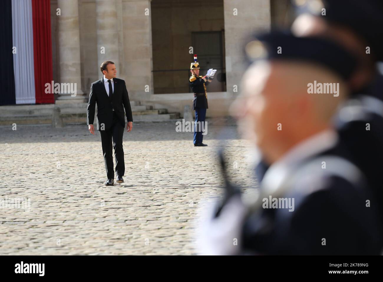 French President during the funeral honors paid to the former French ...