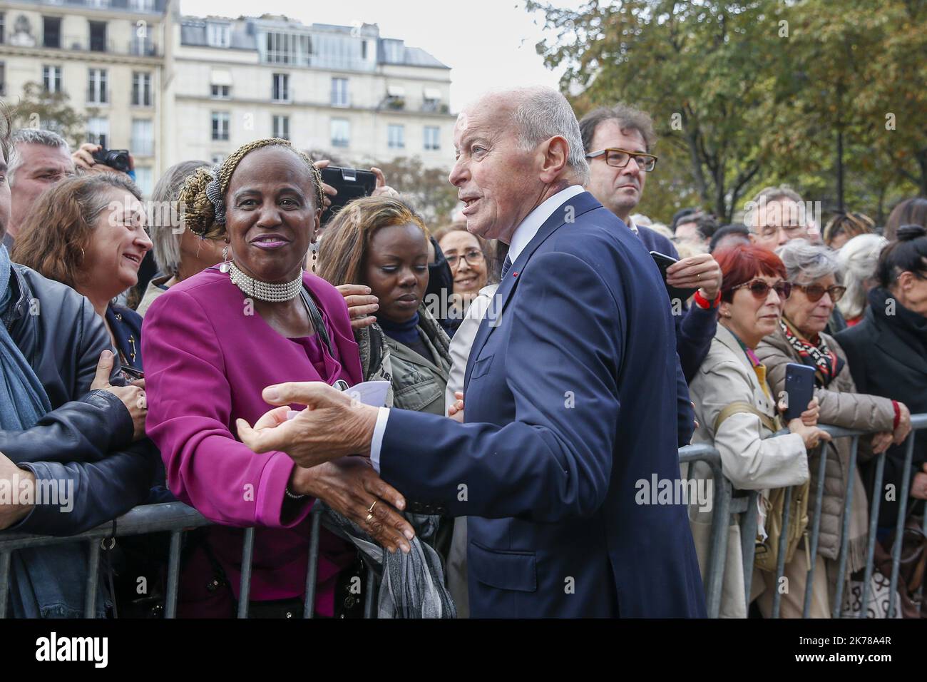 Sebastien Muylaert/MAXPPP - Jacques Toubon arrives to attend a church ...