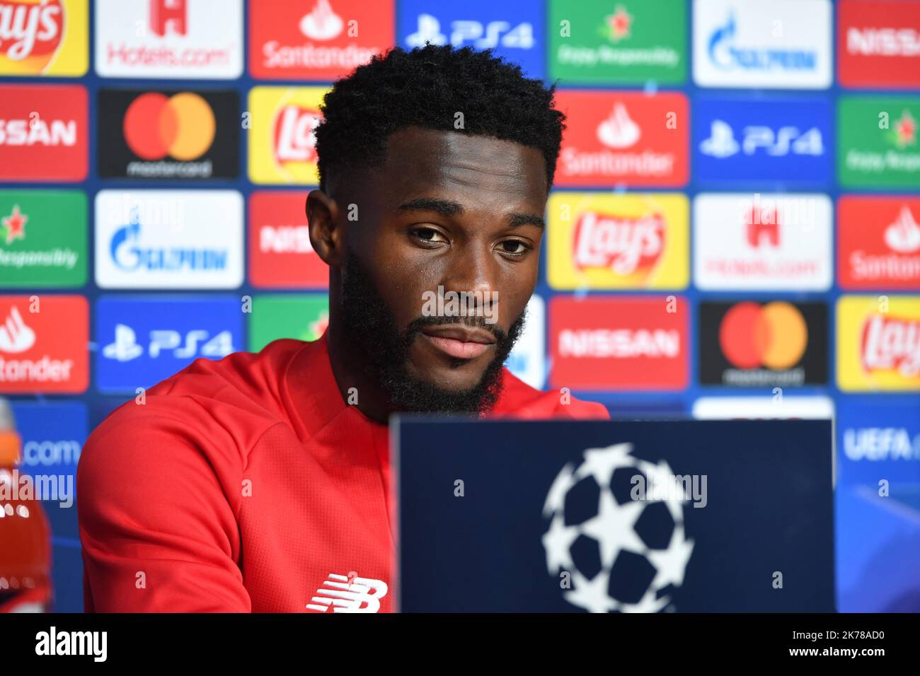Lille UEFA Champions League press conference with player Jonathan Bamba ...