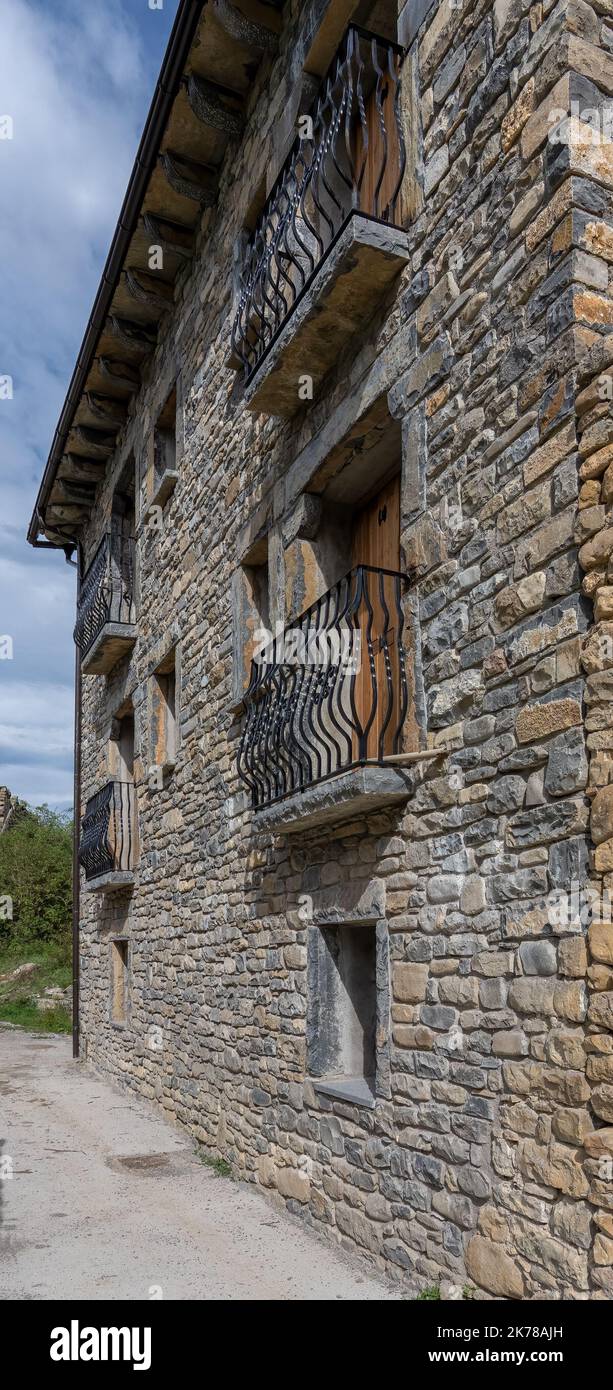 stone built walls, buildings, windows and doors of a typical Spanish ...