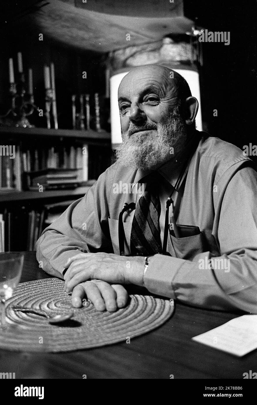 Ansel Adams, American photographer, at his Carmel, California home ...