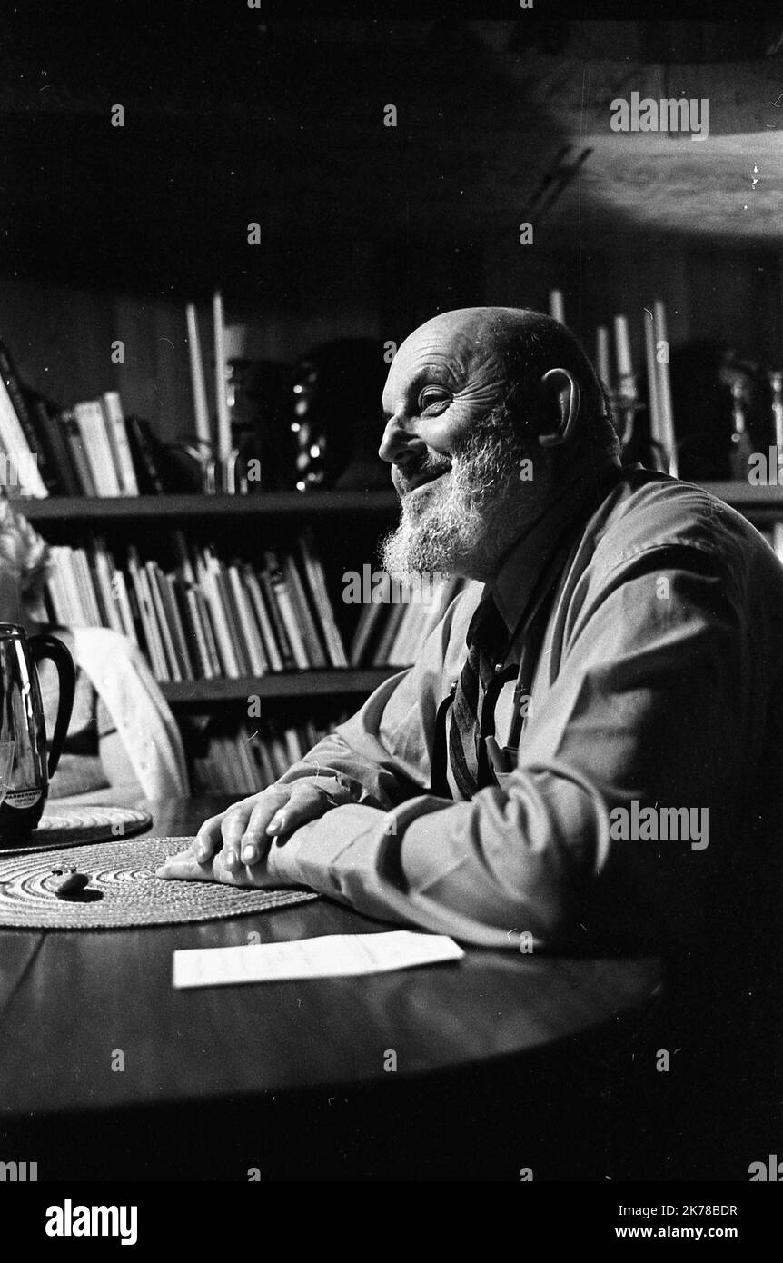 Ansel Adams, American photographer, at his Carmel, California home ...