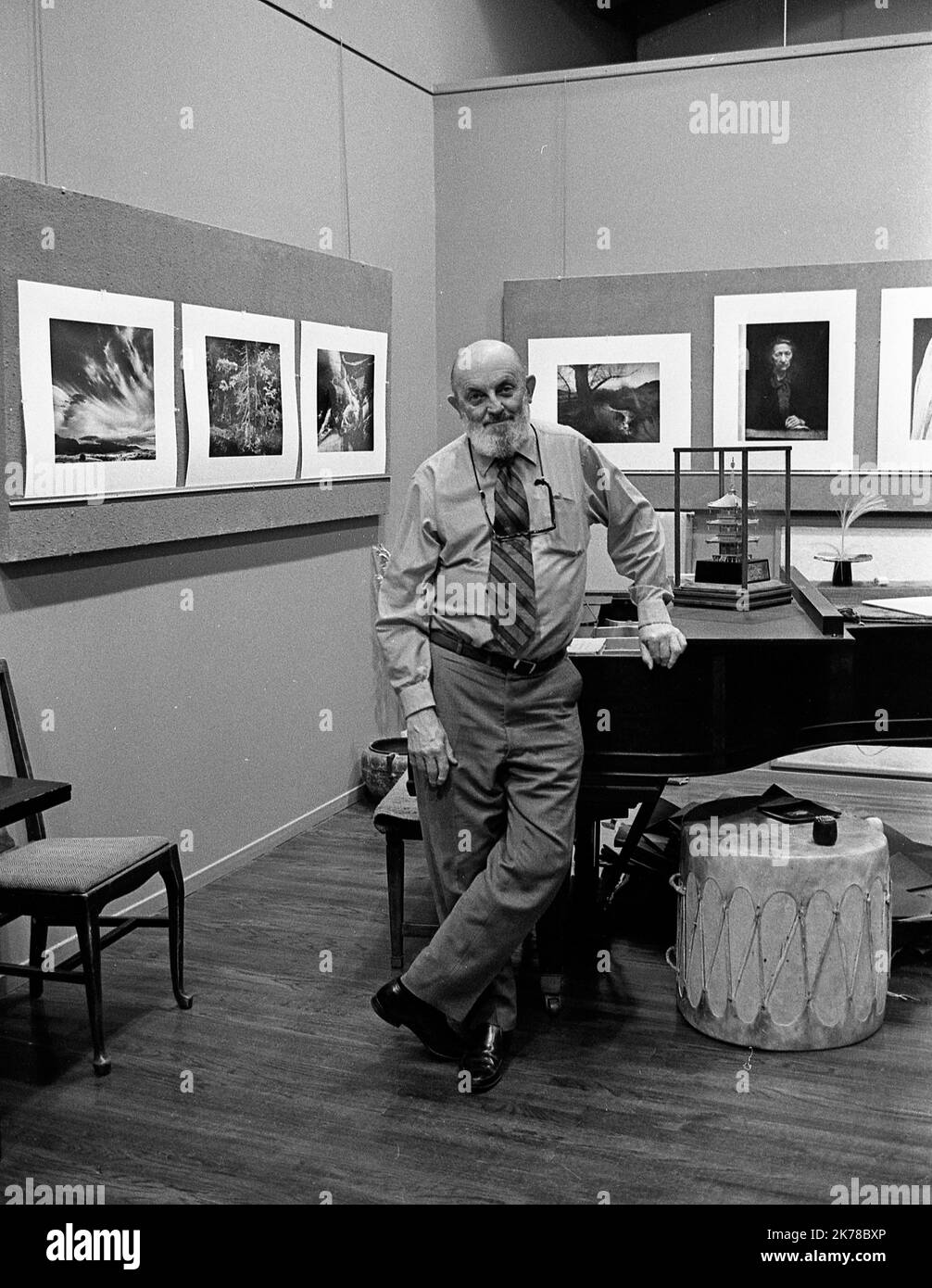 Ansel Adams, American photographer, at his Carmel, California home ...