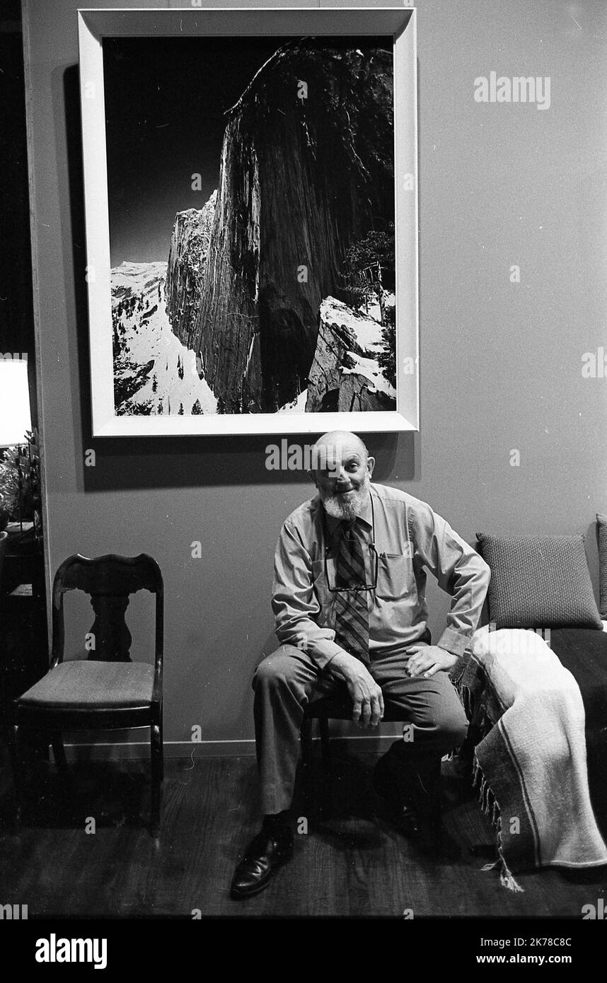 Ansel Adams, American photographer, at his Carmel, California home ...