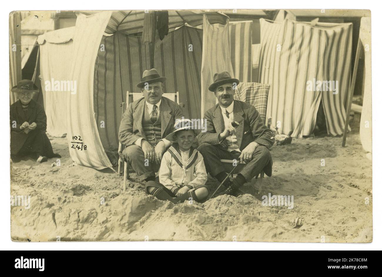 Early 1900's seaside postcard of 2 gentlemen wearing suits and Homburg ...