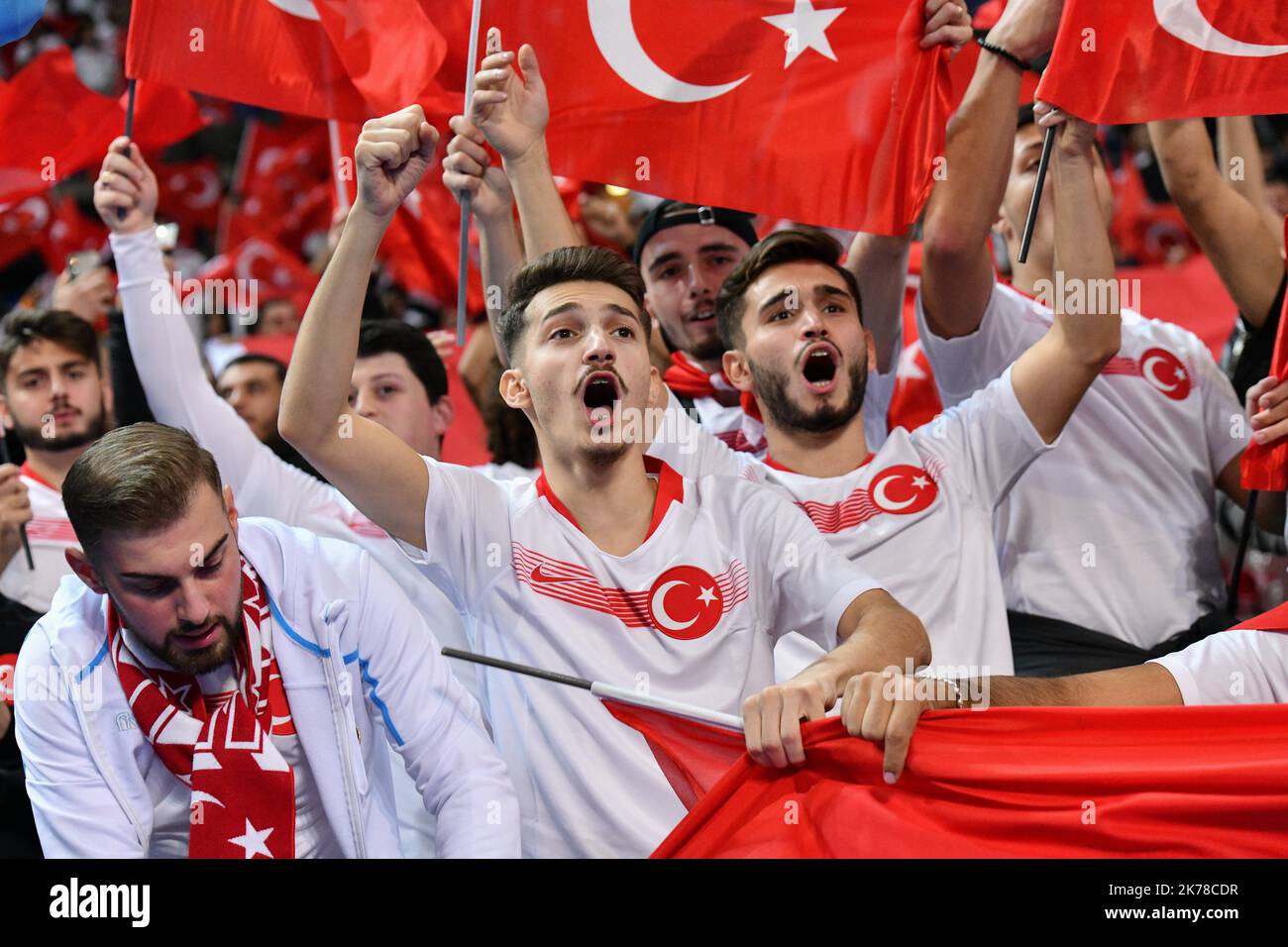 Turkish fans en masse during the France-Turkey match, on October 14 ...