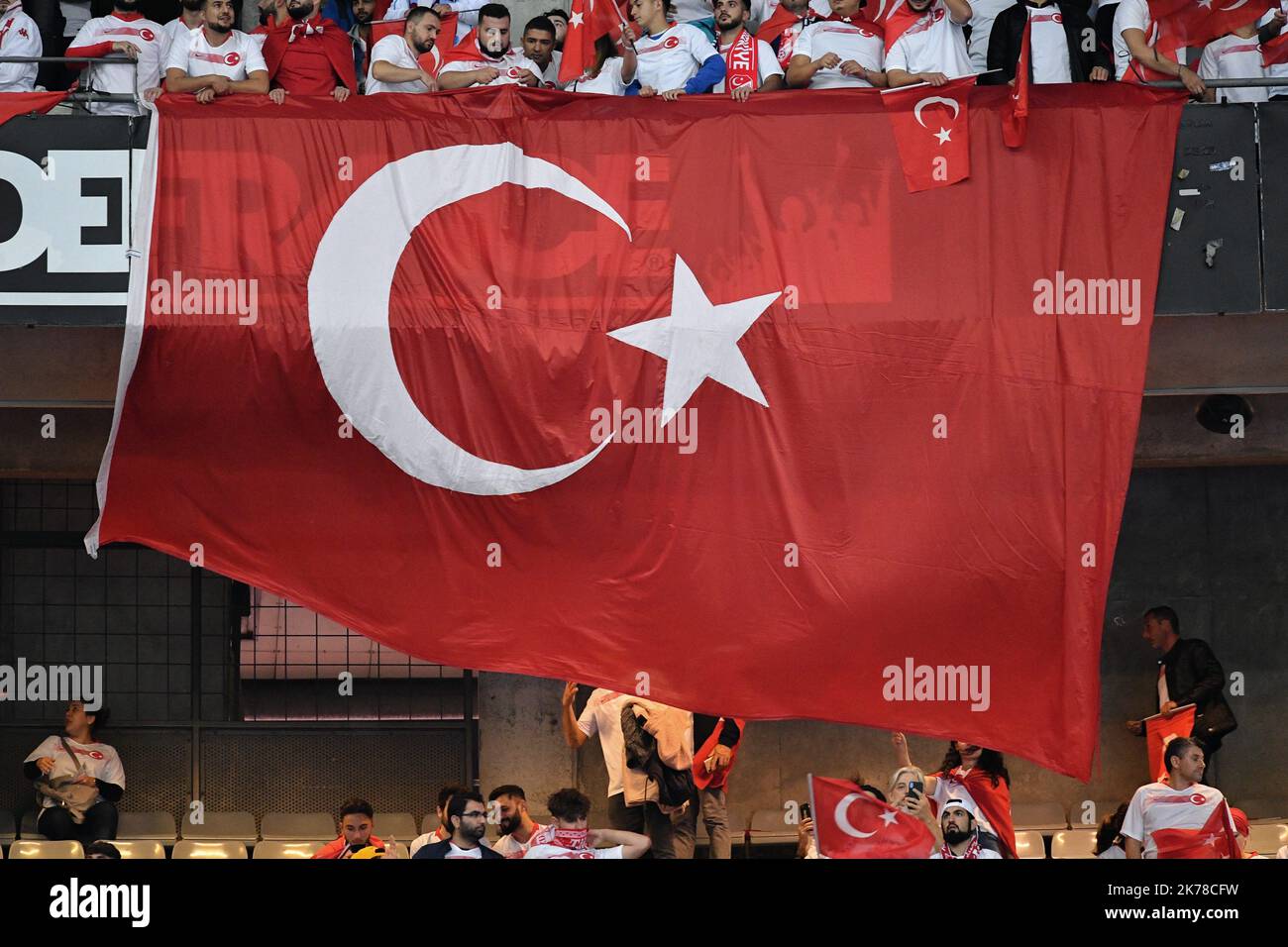 Turkish fans en masse during the France-Turkey match, on October 14 ...