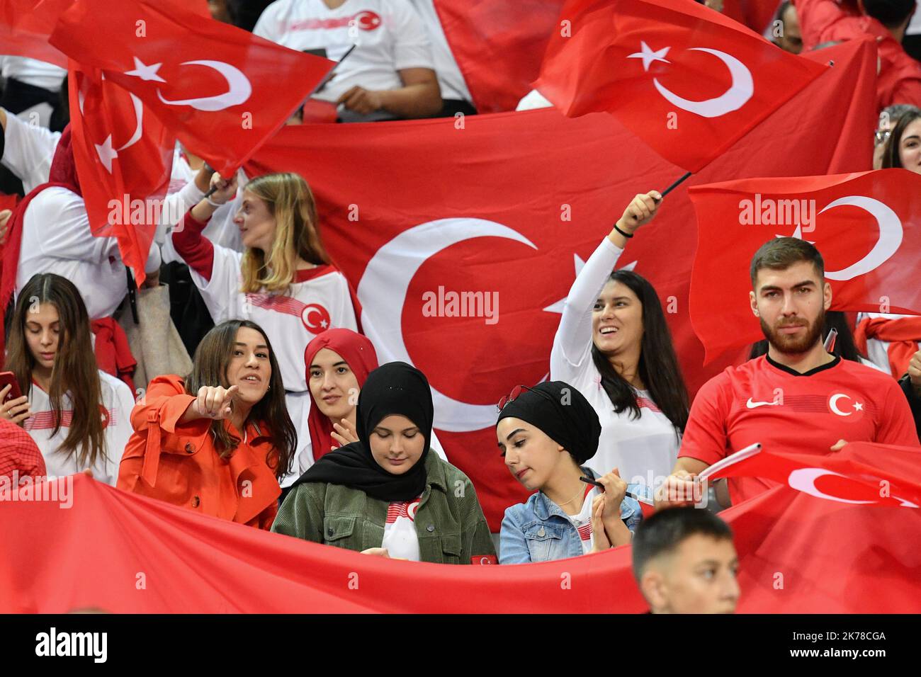 Turkish fans en masse during the France-Turkey match, on October 14 ...