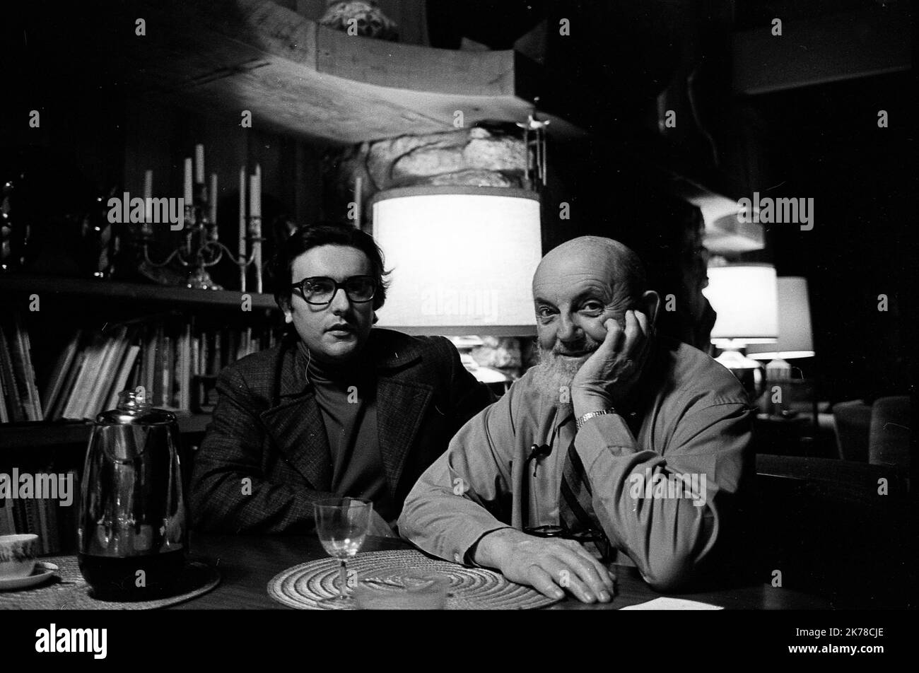 Ansel Adams, American photographer, at his Carmel, California home with ...