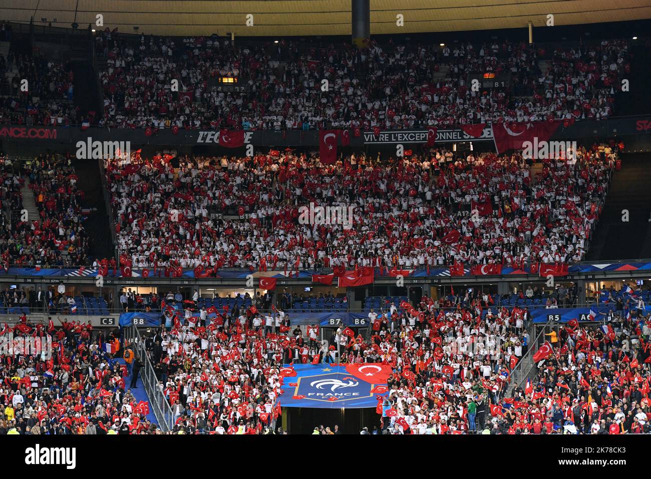 Turkish fans in the France-Turkey match, on October 14, 2019, at the ...