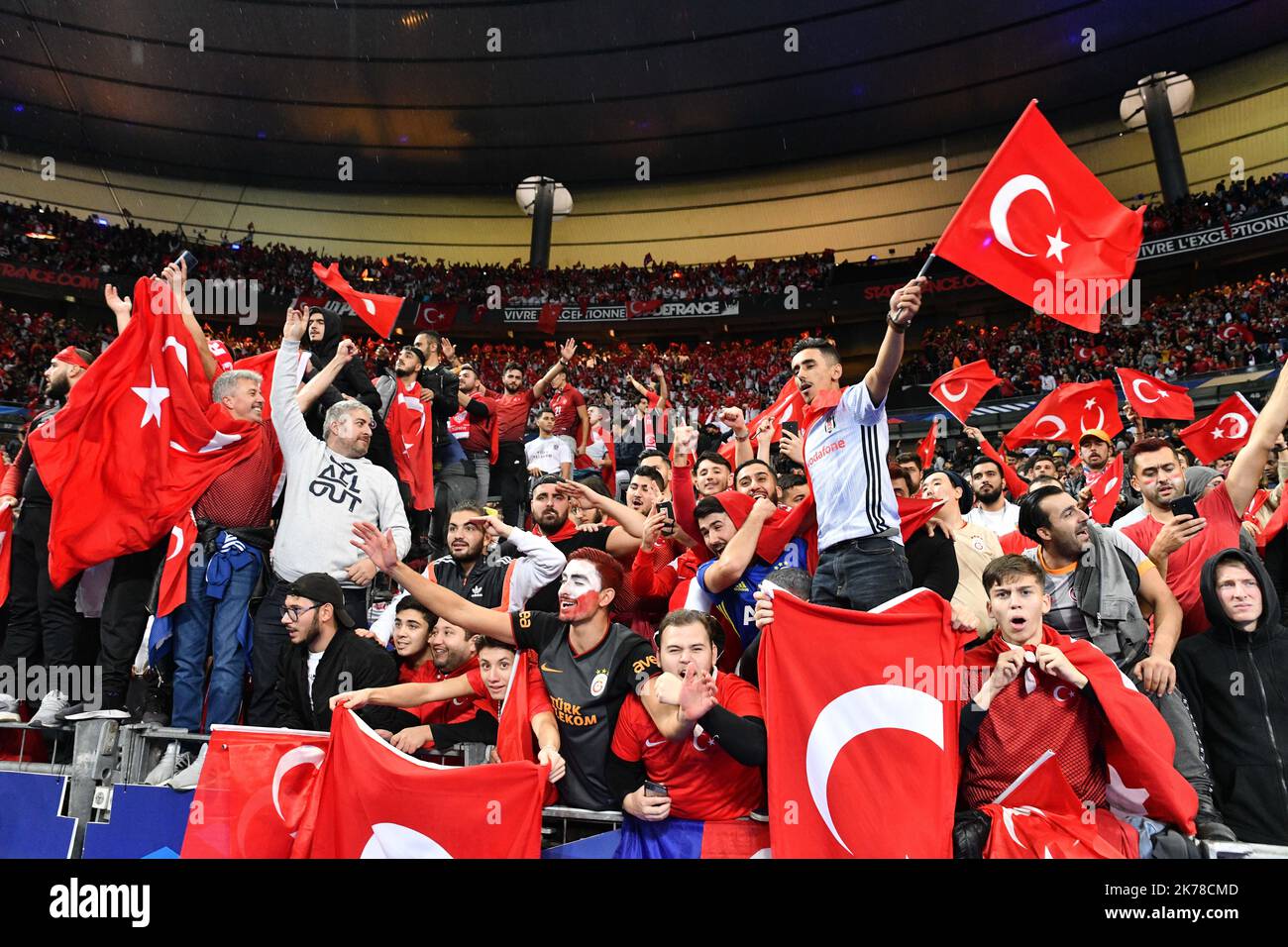 Turkish fans in the France-Turkey match, on October 14, 2019, at the ...