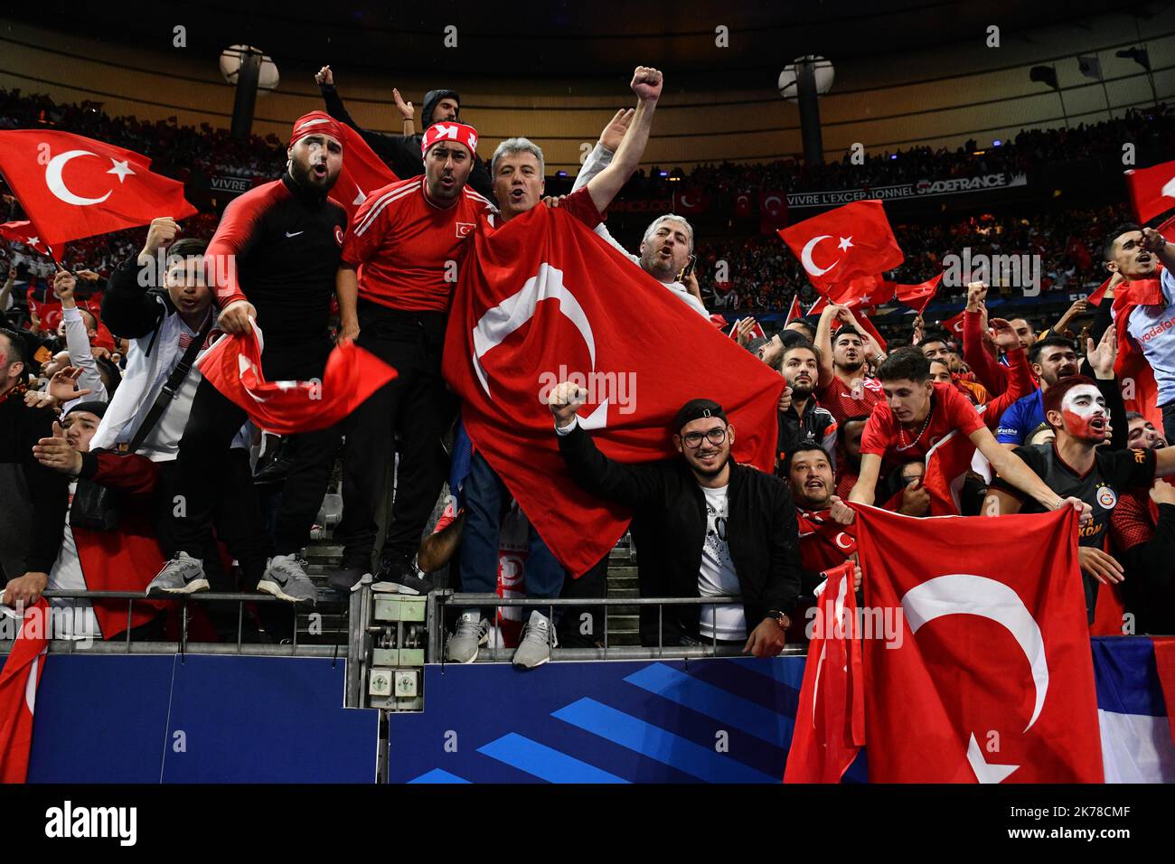 Turkish fans in the France-Turkey match, on October 14, 2019, at the ...