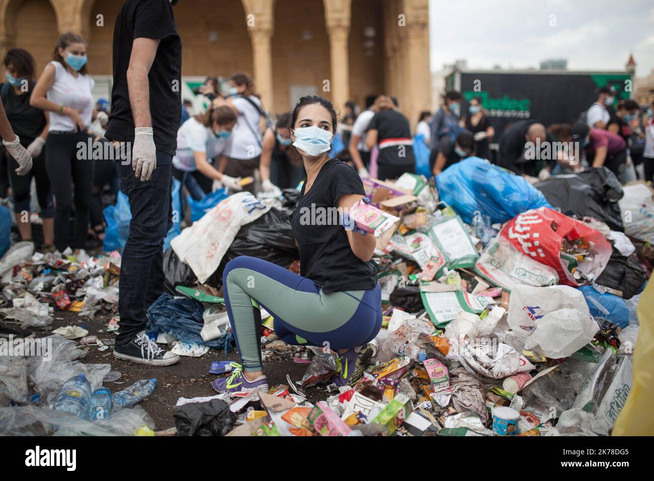 Protesters organise to clean up after the previous day's rallies. Some ...