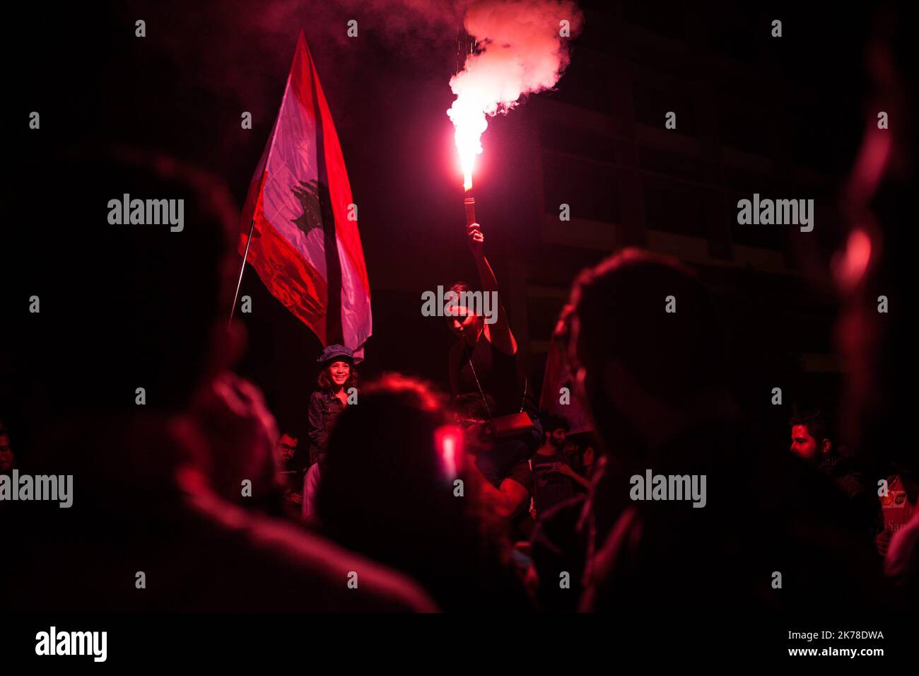 / 23/10/2019 - Lebanon / Beirut - Thousands of protesters gathered ...
