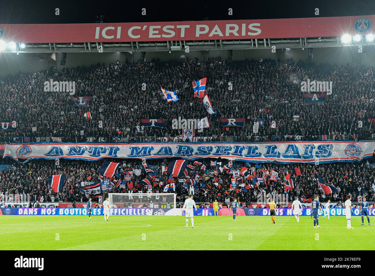 Olympique de Marseille the banners of the Ultras of the capital during ...