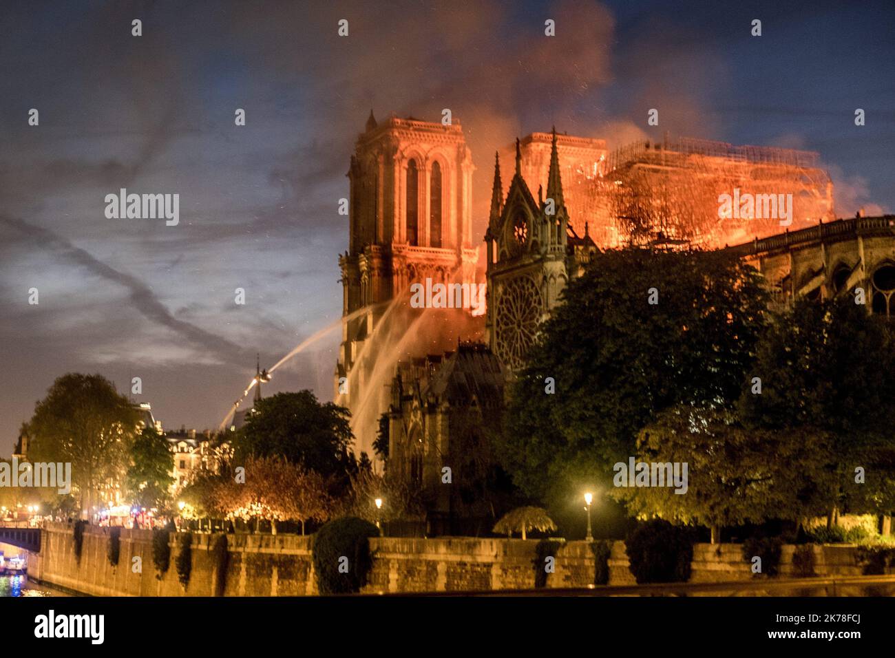 Notre-Dame cathedral burning before collapsing. A fire broke out at the ...