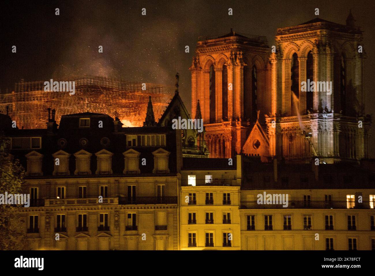 Notre-Dame cathedral burning before collapsing. A fire broke out at the ...