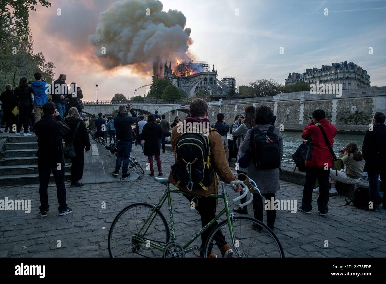 Notre-Dame cathedral burning before collapsing. A fire broke out at the ...