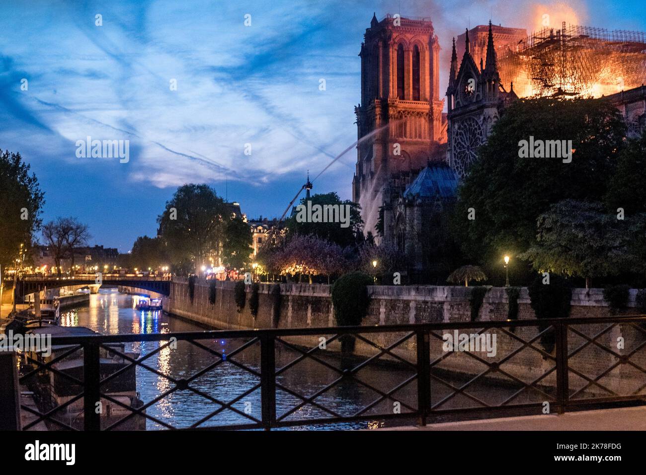 Notre-Dame cathedral burning before collapsing. A fire broke out at the ...