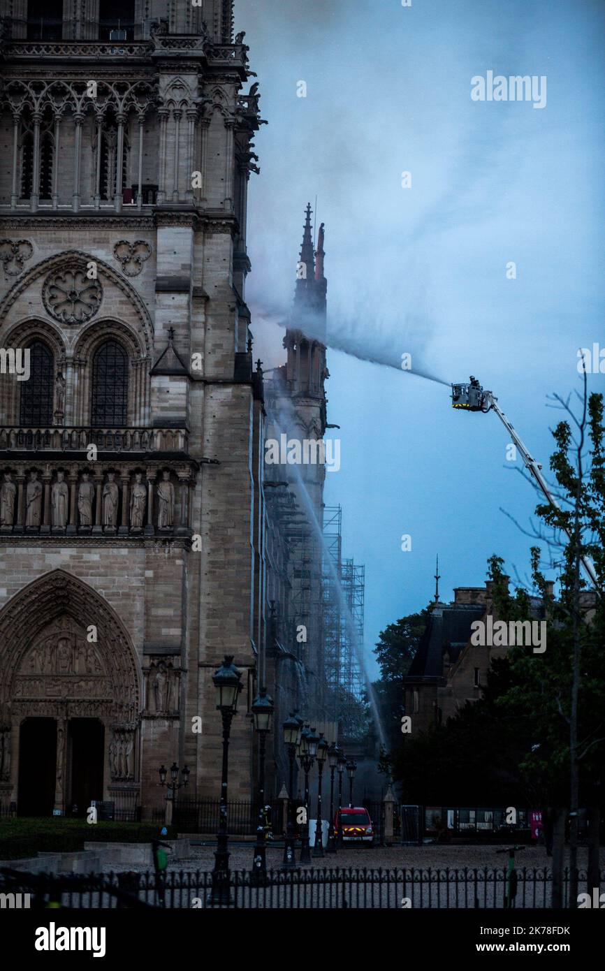 Notre-Dame cathedral burning before collapsing. A fire broke out at the ...