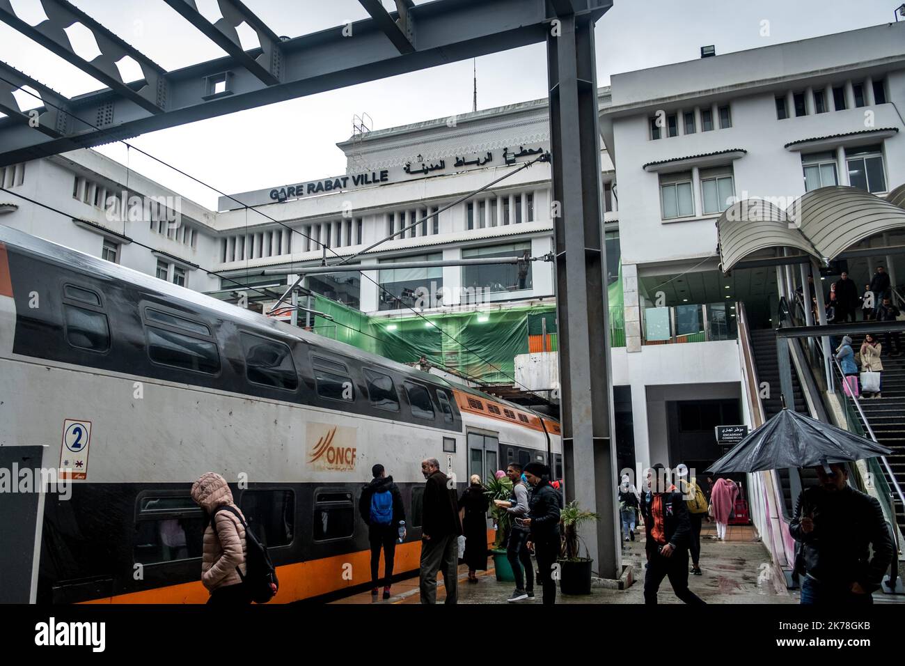 / 19/01/2019 - Morocco / Rabat - Travelers in Rabat train station. The ...