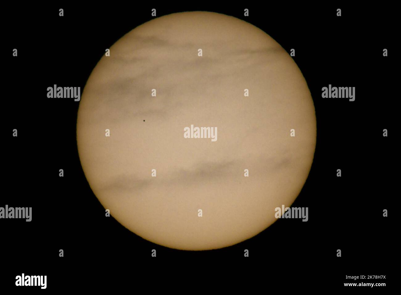 Mercury can be seen to transit the disc of the sun Stock Photo - Alamy