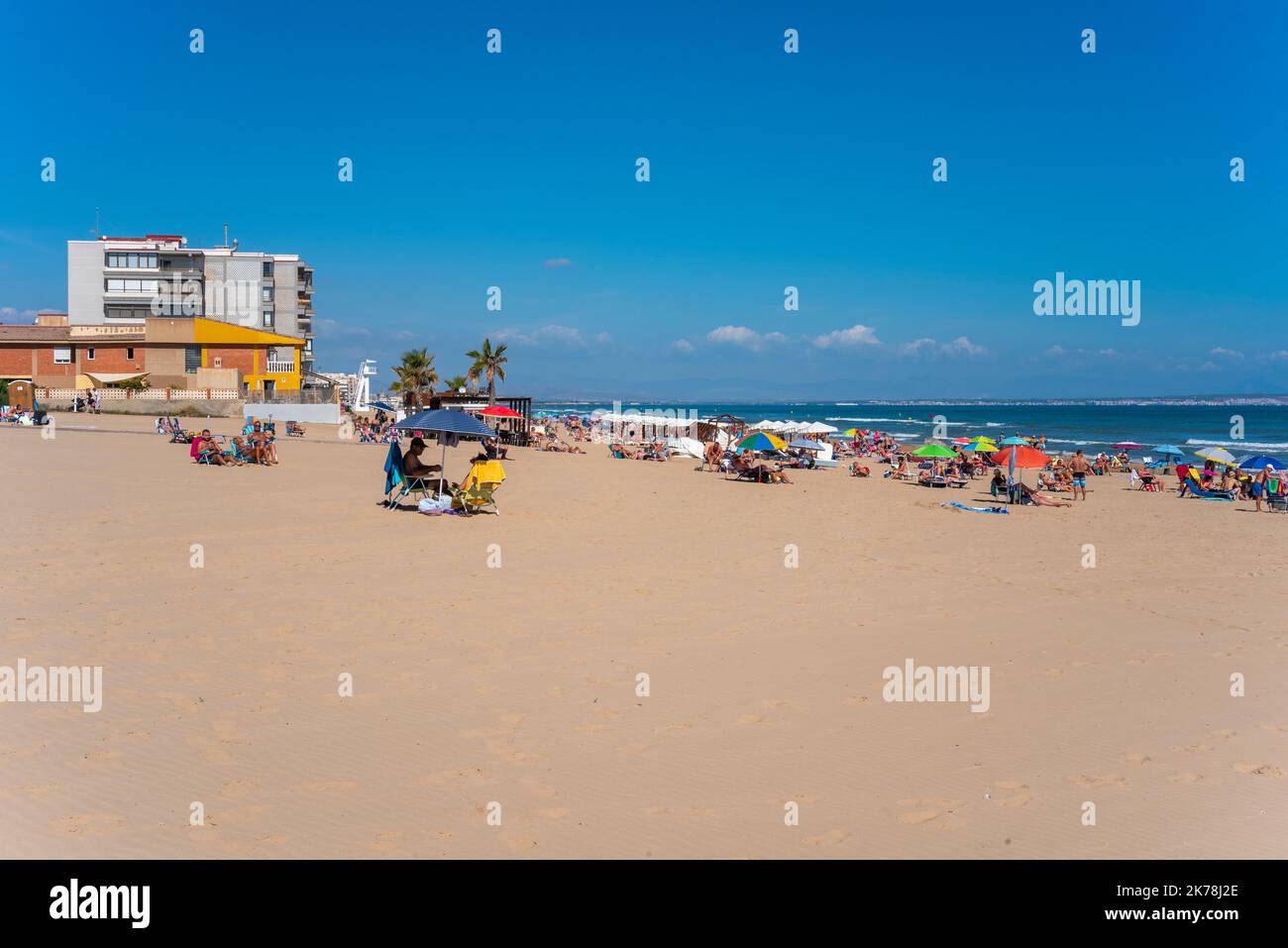 Beach in Guardamar del Segura, Spain. Mediterranean Costa Blanca beach ...