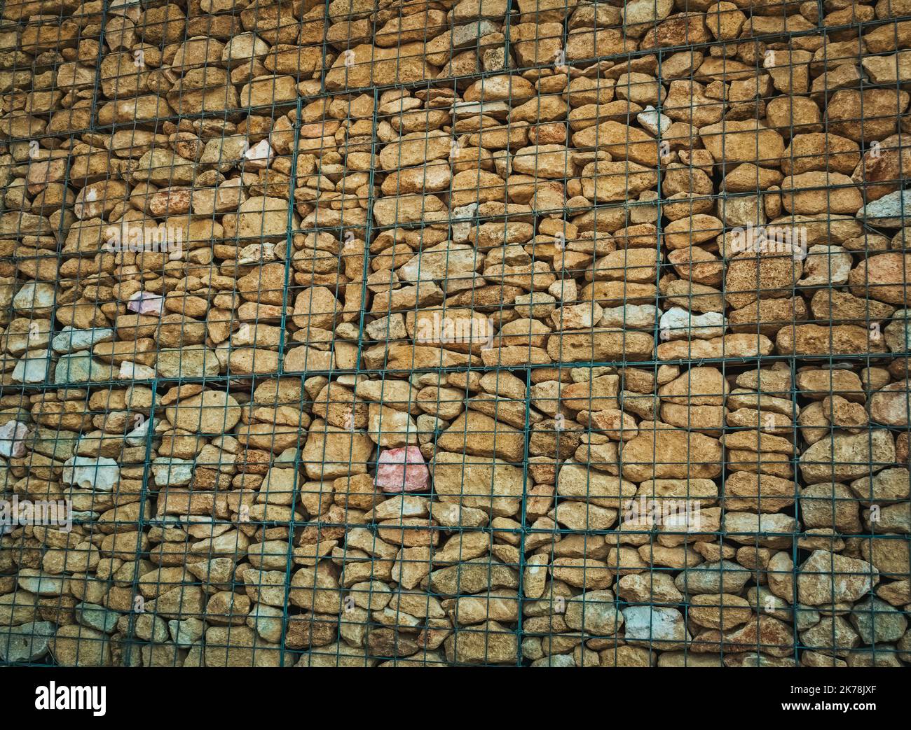 panel and gabion fences made of stone - decorative wall Stock Photo - Alamy