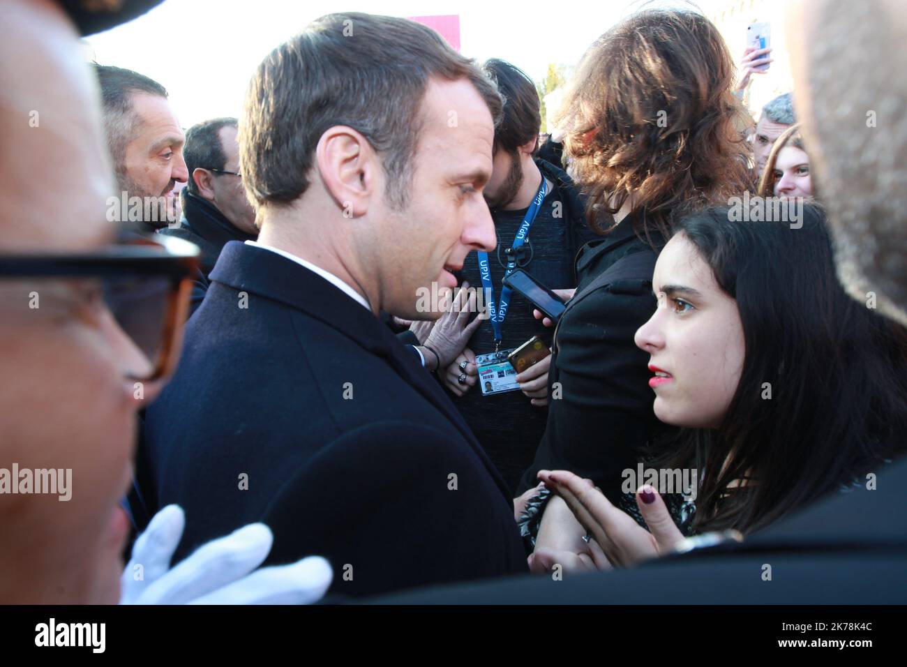 French president Emmanuel Macron in Amiens, France Nov, 21 2019 Stock ...