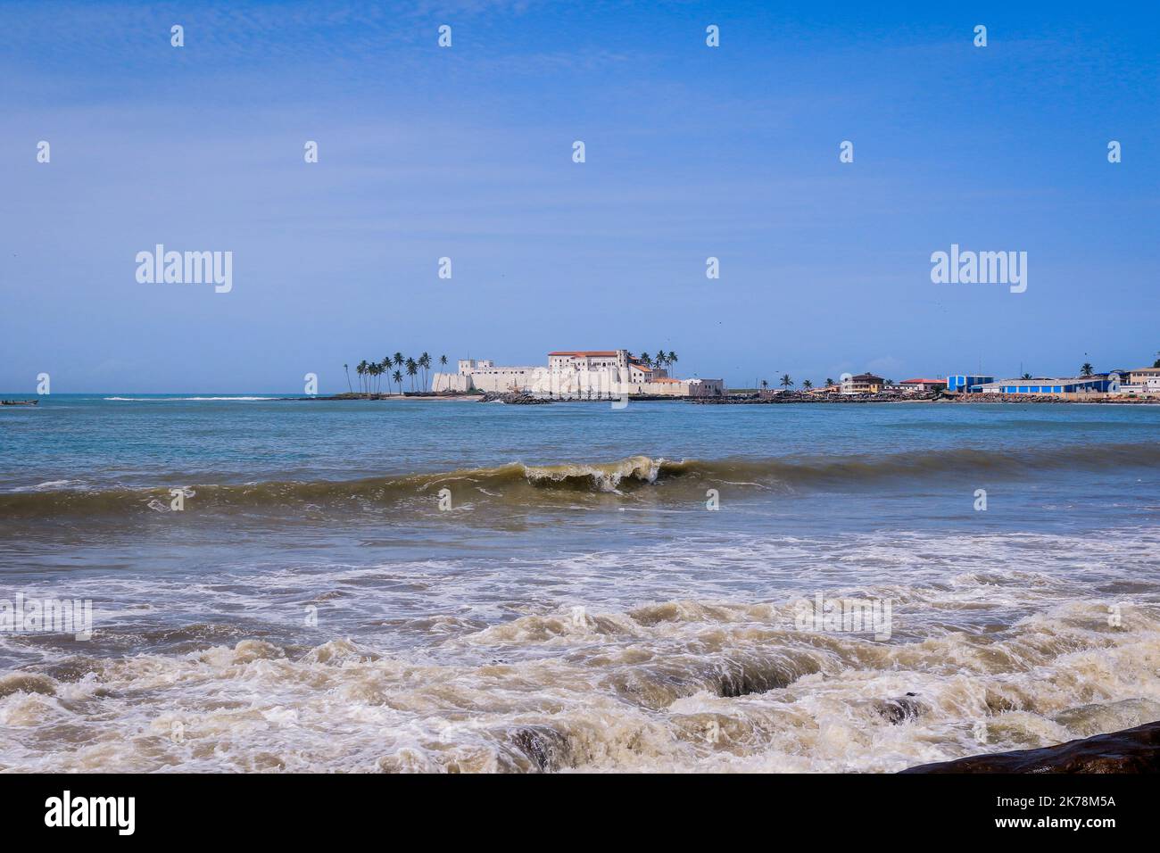 Far View to the Cape Coast Slave Castle from the Atlantic Ocean ...