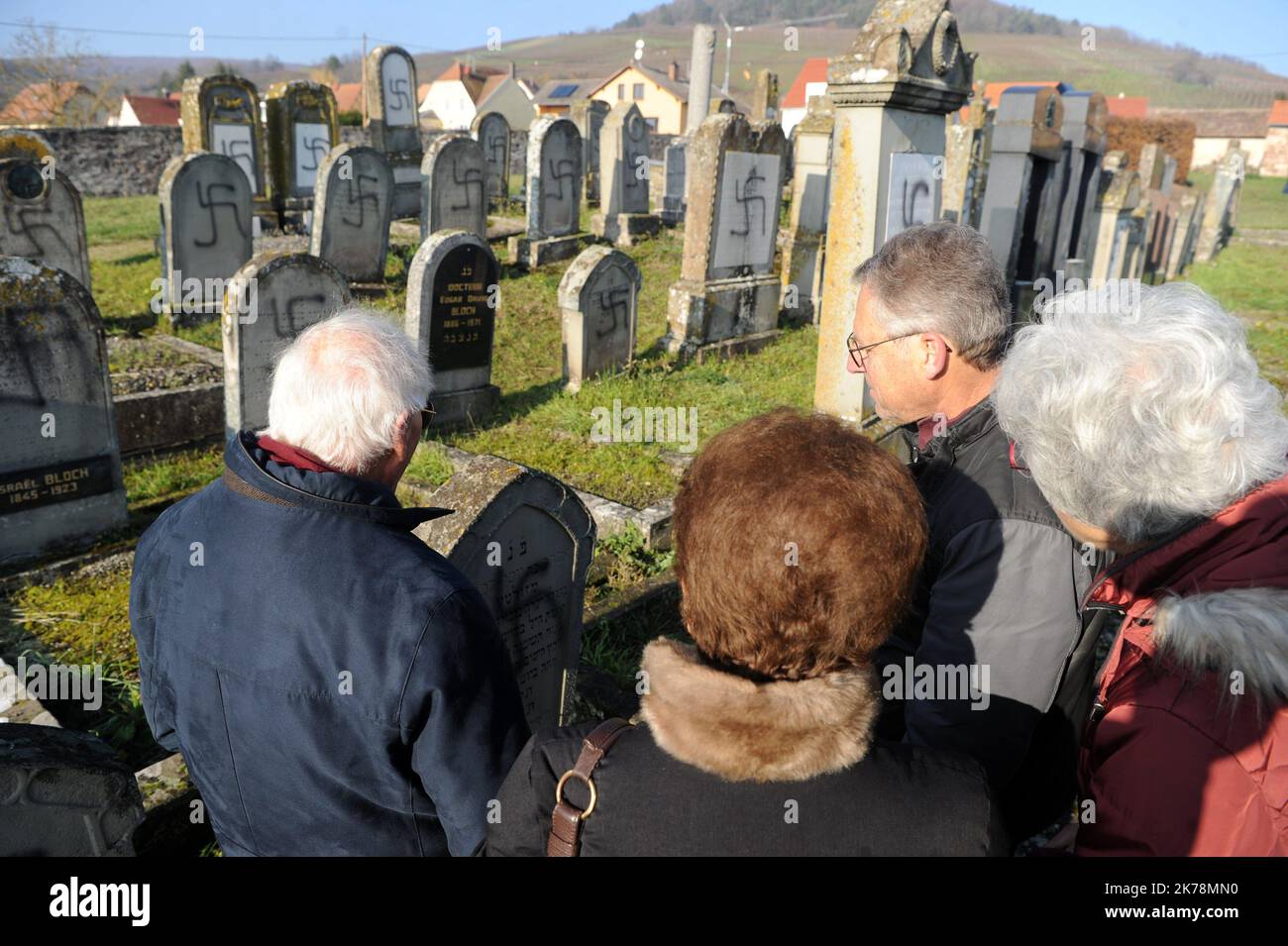 Premier's visit to desecrated Jewish cemetery. North eastern France ...