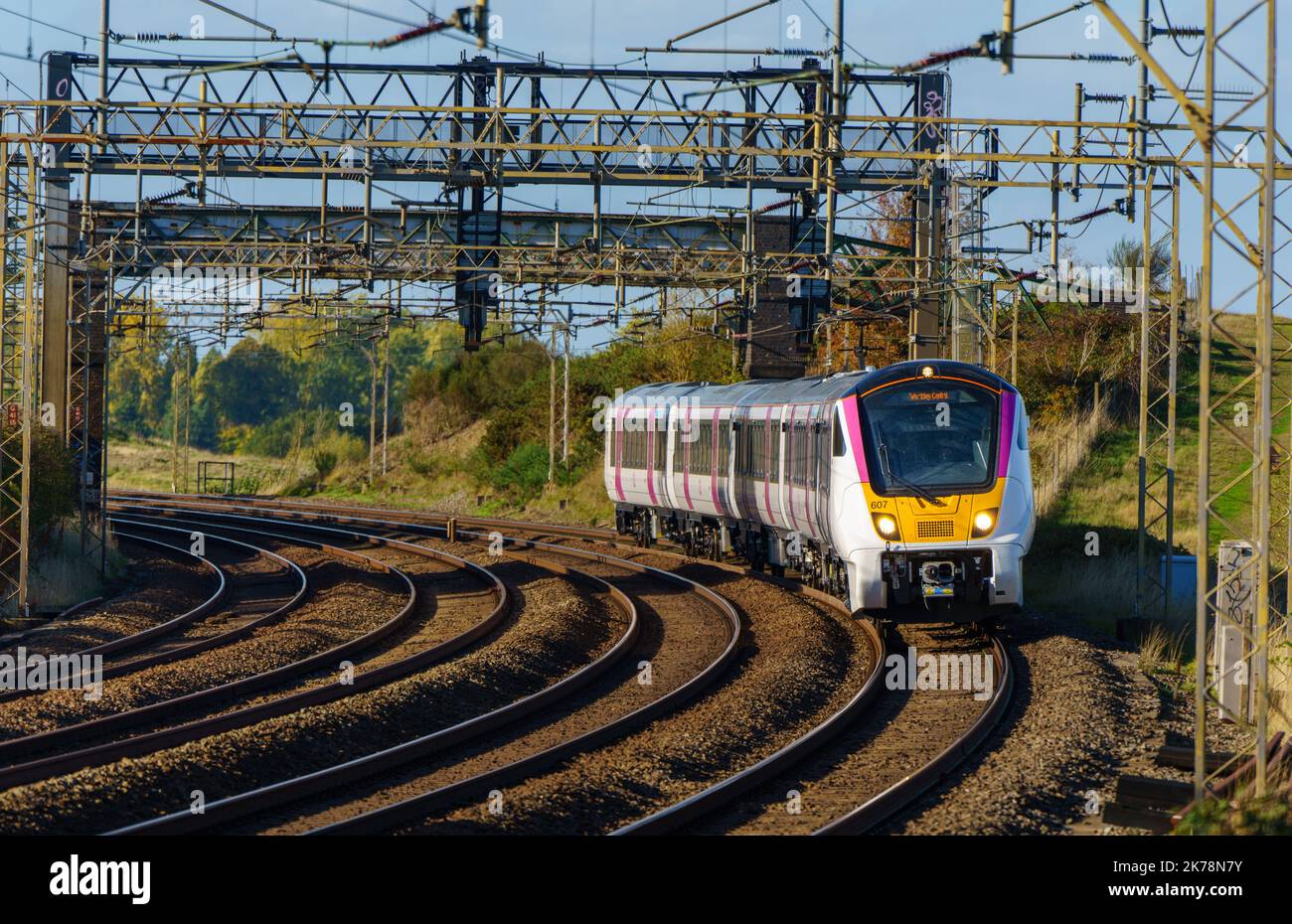 a new c2c rail alsthom train Stock Photo - Alamy